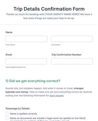 Trip Details Confirmation Form Template | Jotform