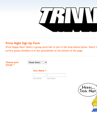 Trivia Night Sign Up Form Template | Jotform