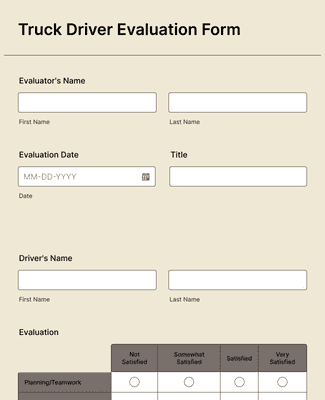 Truck Driver Evaluation Form Template | Jotform