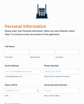 Truck Driver Job Application Form Template | Jotform