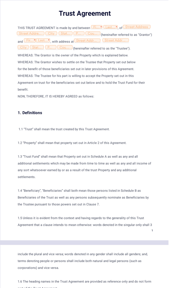 Trust Agreement - Sign Templates | Jotform