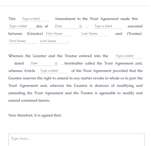 Trust Amendment Form Template | Jotform