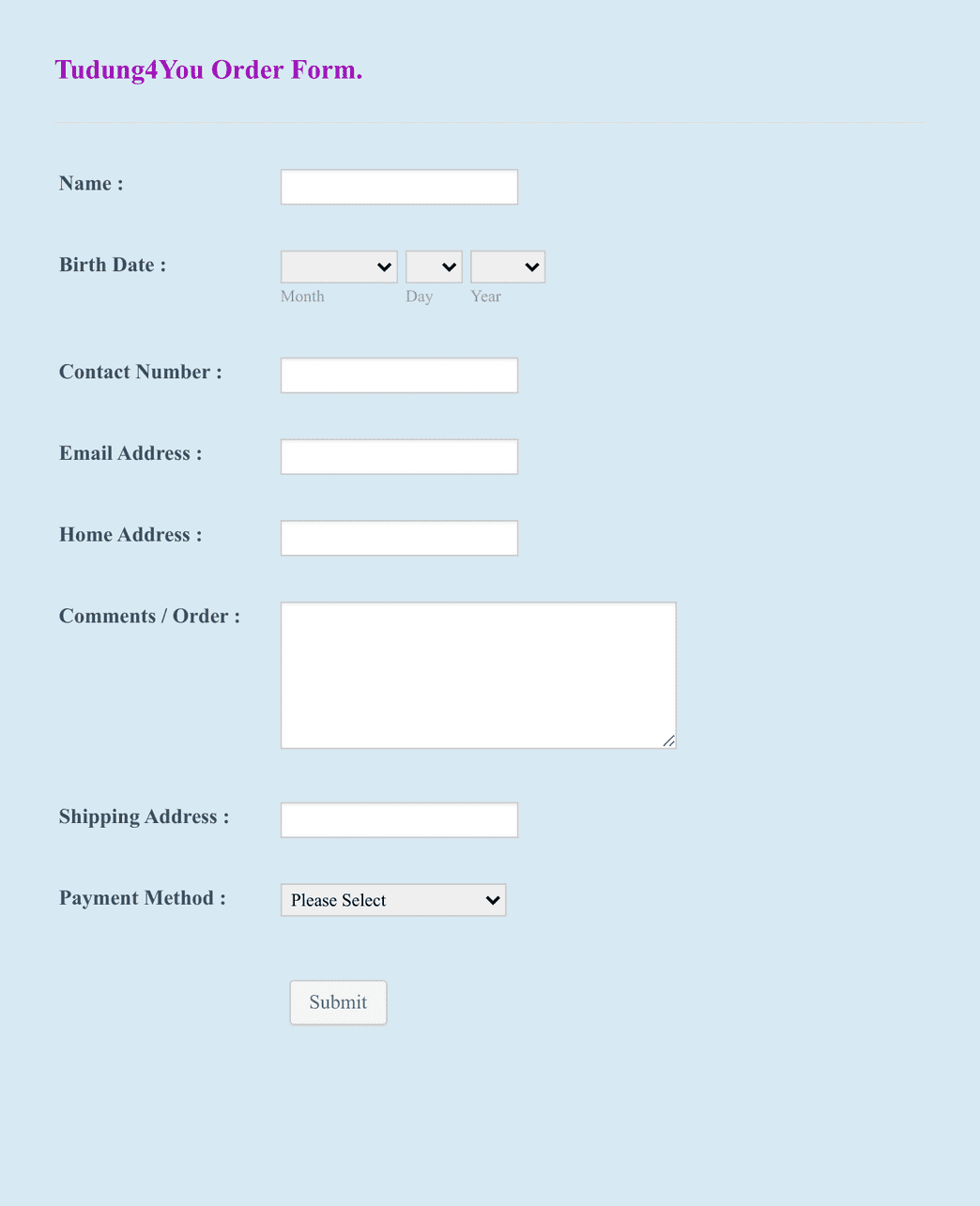 Basic order Form Template | Jotform