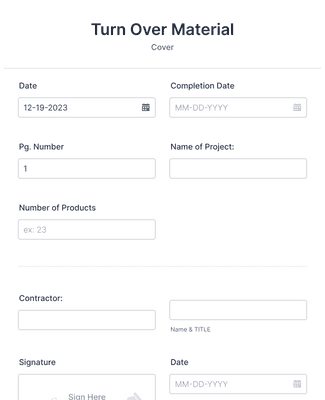 Turn Over Form Template | Jotform