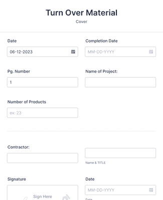 Turn Over Form Template | Jotform