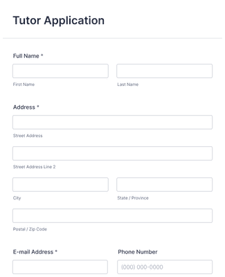 Tutor Application Form Template | Jotform