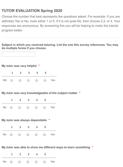Mentor Evaluation Form Template | JotForm