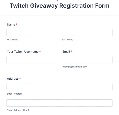 Twitch Giveaway Registration Form Template | Jotform