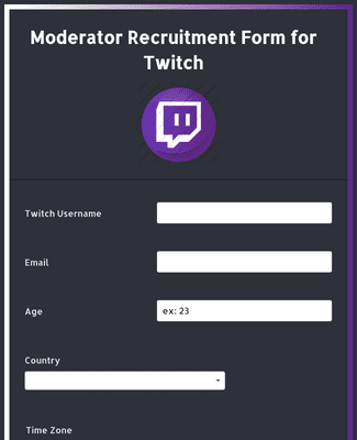 Twitch Mod Application Form Template | Jotform