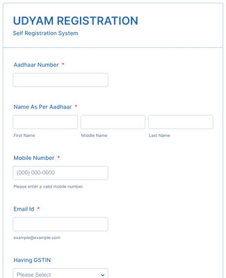 UDYAM REGISTRATION Form Template | Jotform