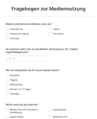 Fragebogen zur Mediennutzung Formularvorlage | Jotform