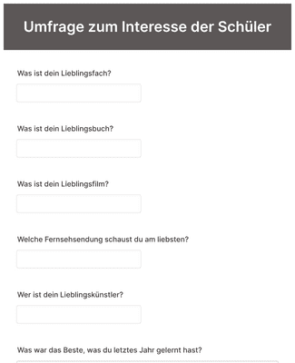 Umfrage zum Interesse der Schüler Formularvorlage | Jotform