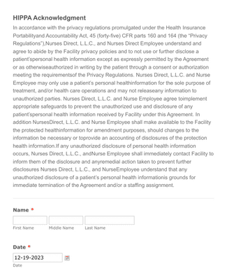 HIPPA acknowledgment Form Template | Jotform