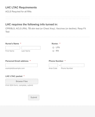 LHC LTAC Requirements Form Template | Jotform