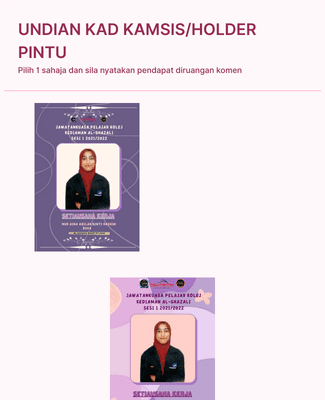 UNDIAN KAD KAMSIS/HOLDER PINTU Form Template | Jotform