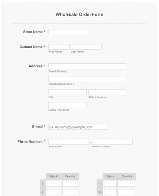 Unico order Form Template | Jotform