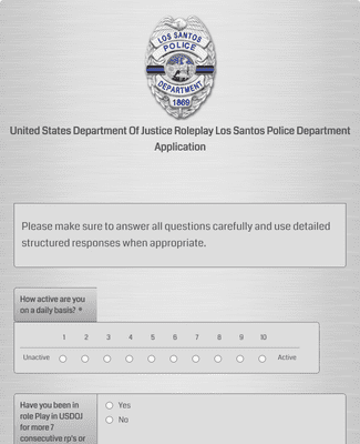 United States Department Of Justice Roleplay LSPD Application Form ...