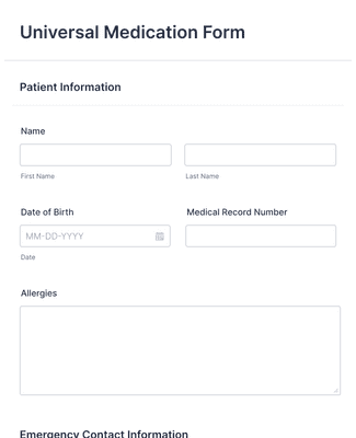 Universal Medication Form Template | Jotform