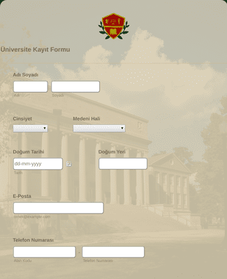 Üniversite Kayıt Formu - 2 Form Şablonu | Jotform