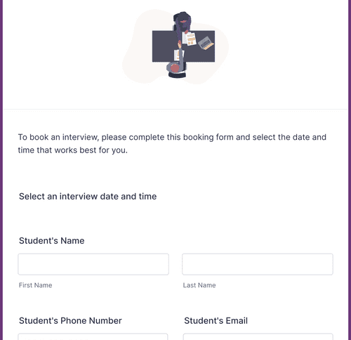 University Interview Booking Form Template | Jotform