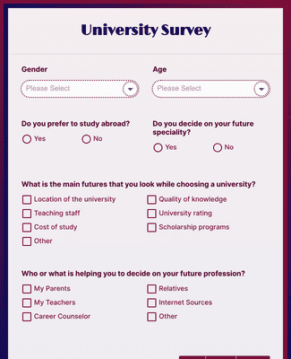 University Preferences Survey Form Template | Jotform