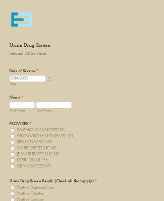 Urine Drug Screen Form Template | Jotform