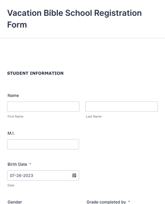 Vacation Bible School Registration Form Template | Jotform