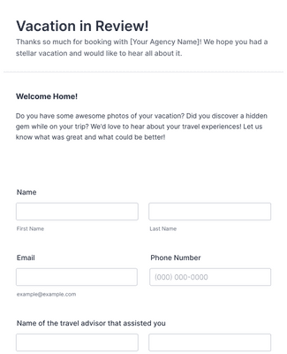 Vacation Review Form Template | Jotform