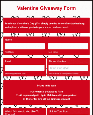 Valentine Giveaway Form Template | Jotform