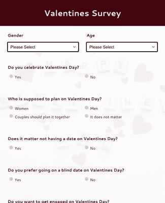 Valentines Survey Form Template | Jotform