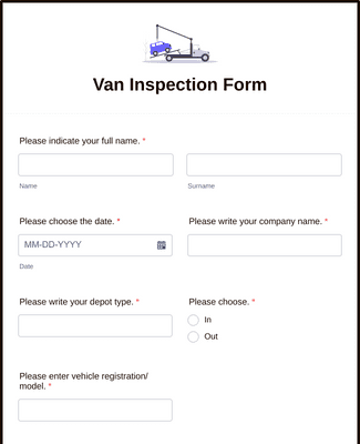 Van Inspection Form Template | Jotform