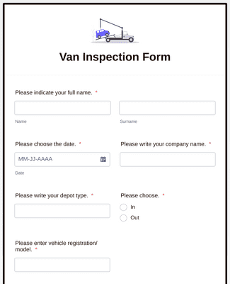 Van Inspection Form Template | Jotform