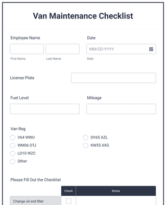 Van Maintenance Checklist Form Template | Jotform