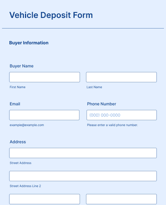 Vehicle Deposit Form Template | Jotform