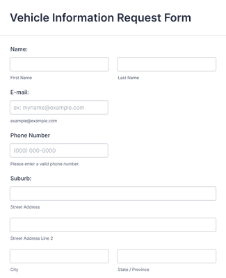 Vehicle Information Request Form Template | Jotform