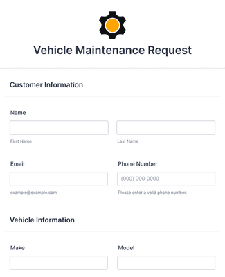 Vehicle Maintenance Request Form Template | Jotform