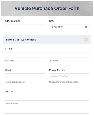 Vehicle Purchase Order Form Template | Jotform