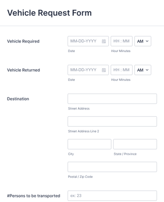 Vehicle Request Form Template | Jotform