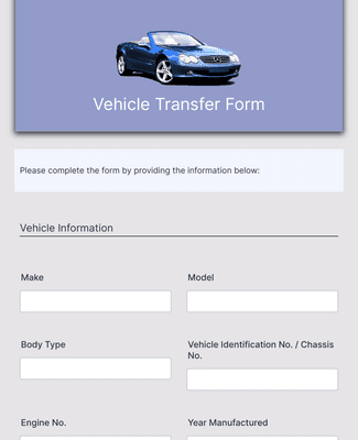 Vehicle Transfer Form Template | Jotform