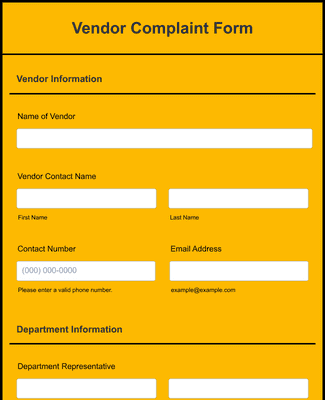 Vendor Complaint Form Template | Jotform