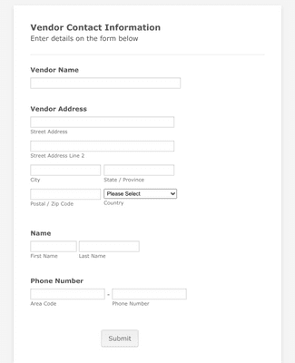 Simple Vendor Contact Form Template | Jotform
