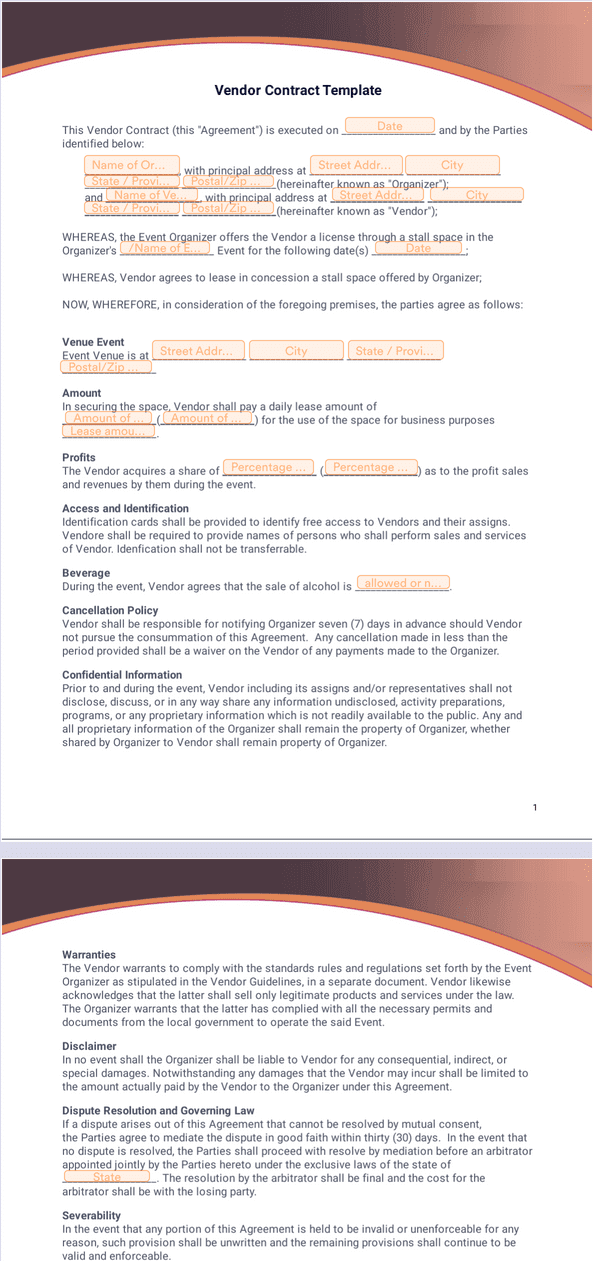Vendor Contract Template - Sign Templates | Jotform