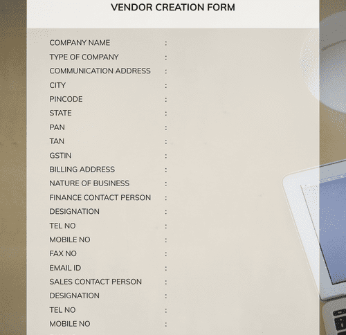 VENDOR CREATION Form Template | Jotform