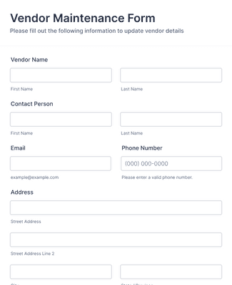 Vendor Maintenance Form Template | Jotform
