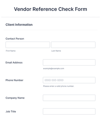 Vendor Reference Check Form Template | Jotform