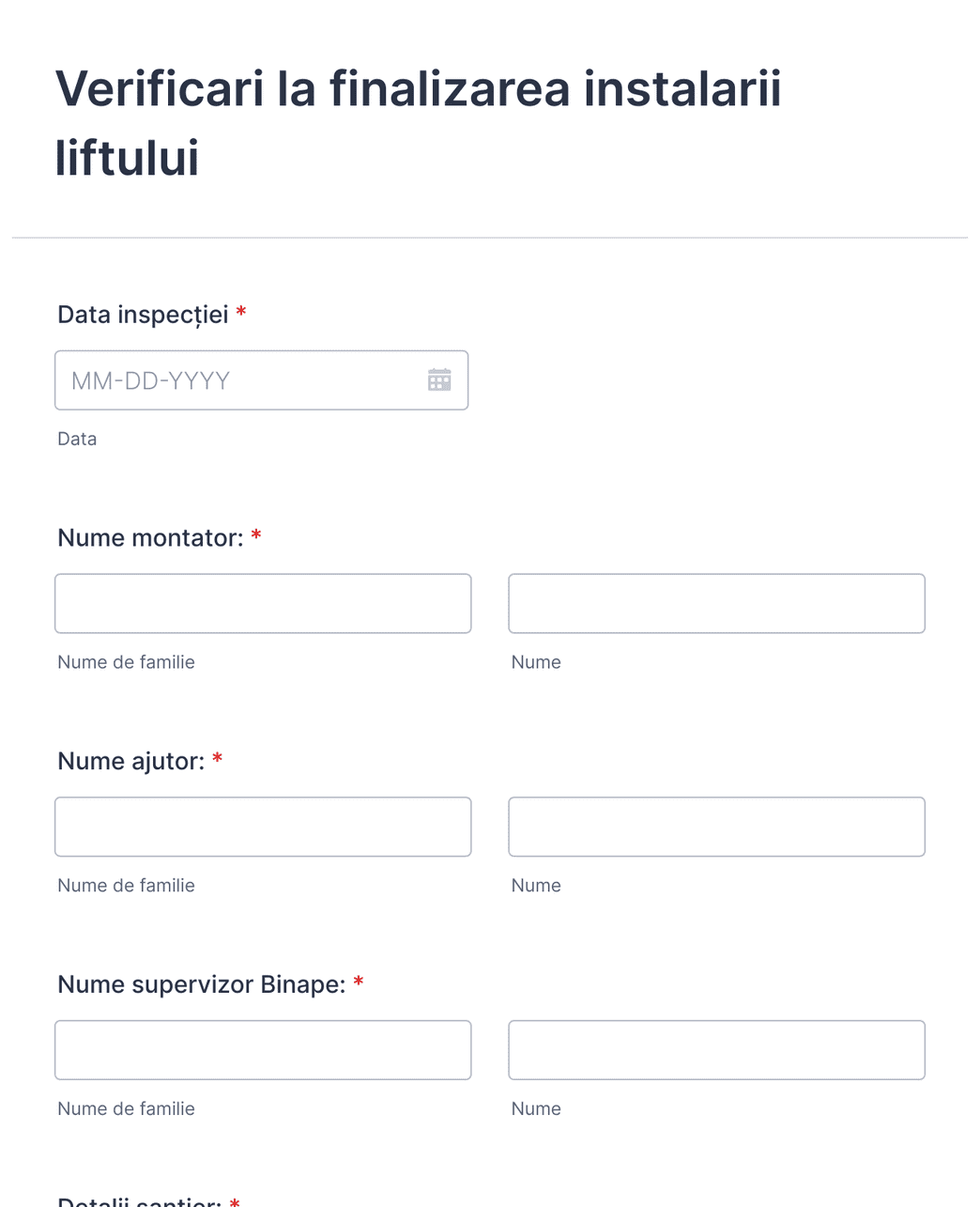 Verificari la finalizarea instalarii liftului Form Template | Jotform