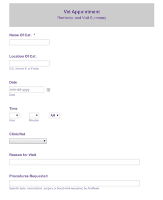 Vet Appointment Form Template | JotForm