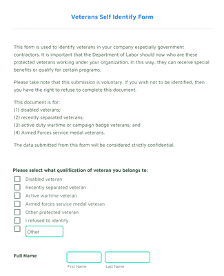 Veterans Self Identify Form Template | Jotform