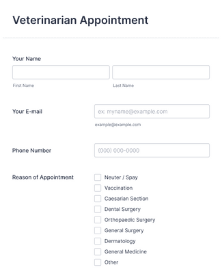 Veterinarian Appointment Form Template | Jotform