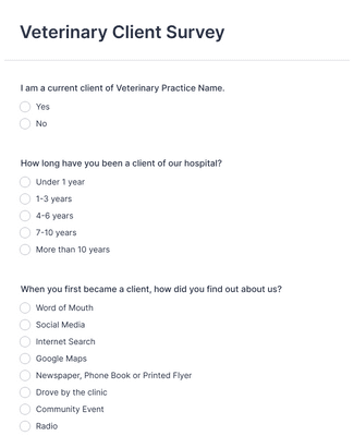 Veterinary Client Survey Form Template | Jotform